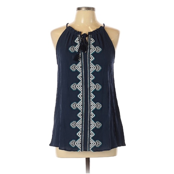Market & Spruce | Tops | Market Spruce Navy Blue Embroidered Halter Top ...